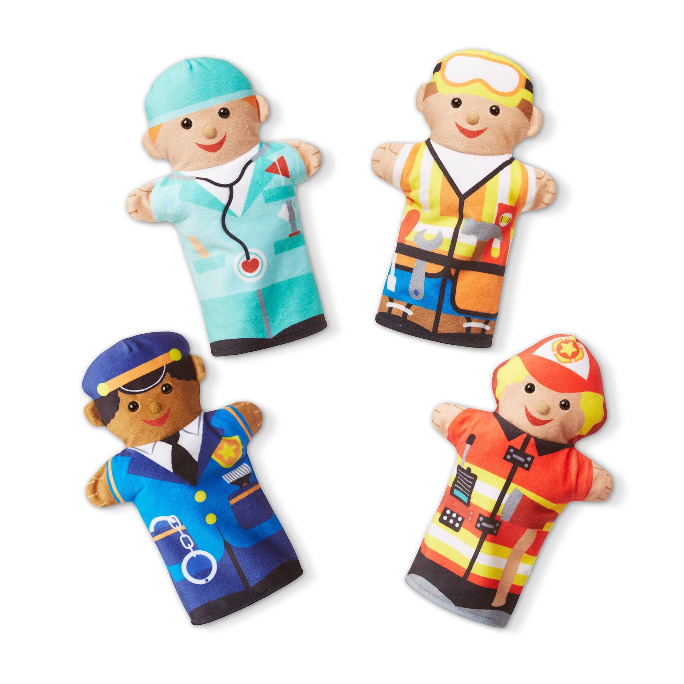 Jolly Helpers Hand Puppets (Set of 4) - Construction Worker, Doctor ...