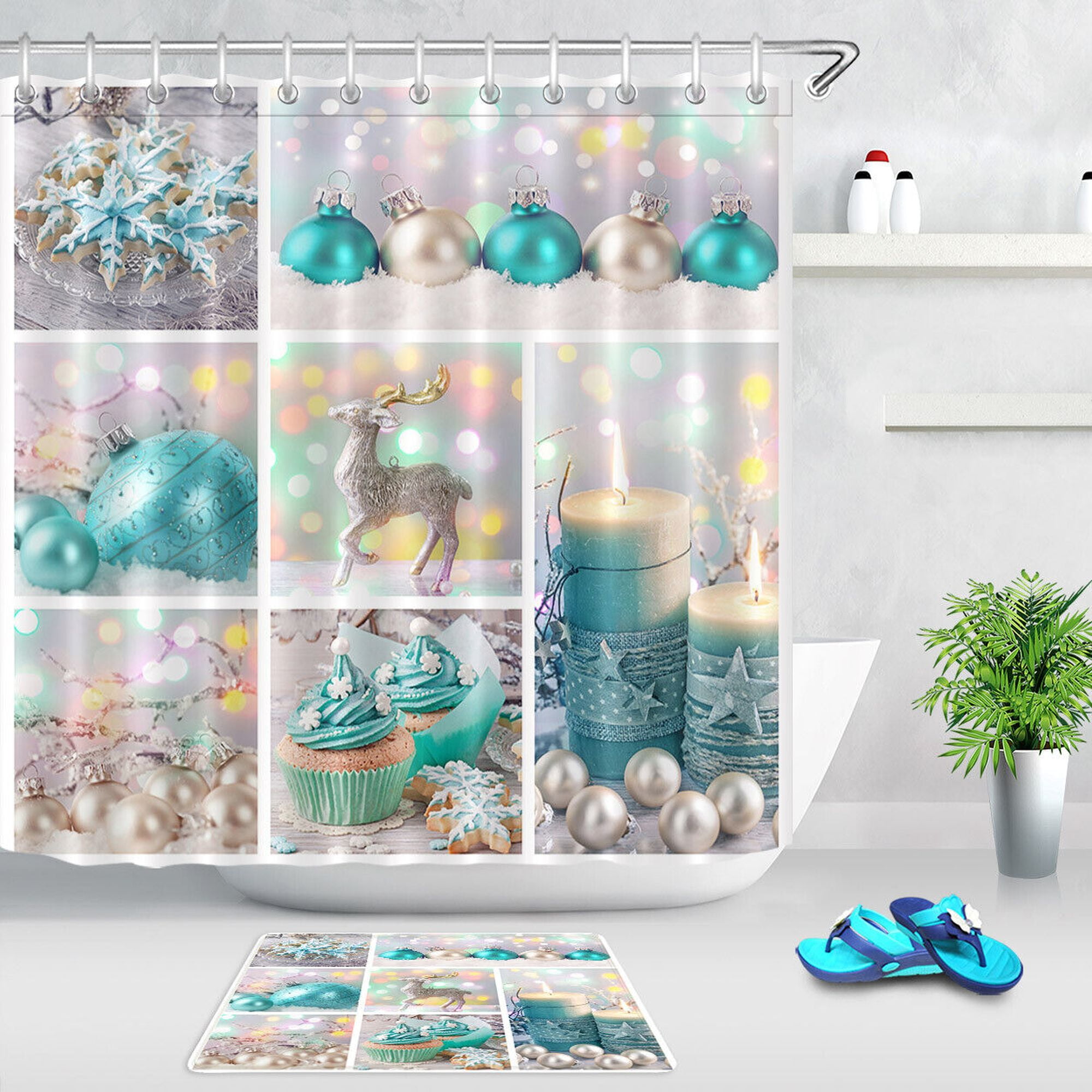 Jolly Holly Bathroom Makeover Festive Shower Curtain For Vibrant Christmas Decor