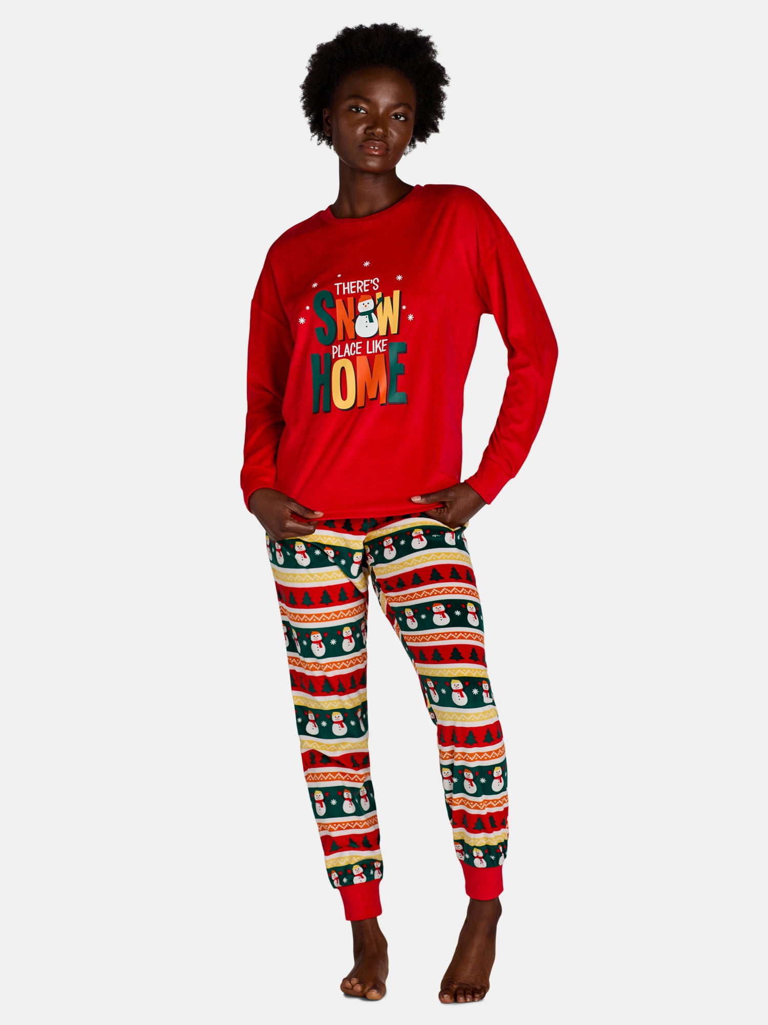 Jolly Jammies Women’s Velour Matching Family Pajamas Set, 2-Piece, Sizes S-3X - Walmart.com
