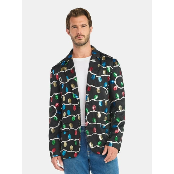 Jolly Knits Men's and Big Men's Sequin Christmas Suit Jacket Blazer ...