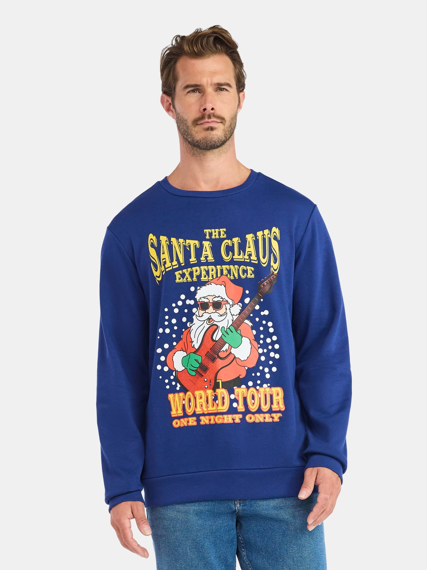 Mens & Big Men's Holiday Christmas Graphic Sweatshirt Santa Claus World ...