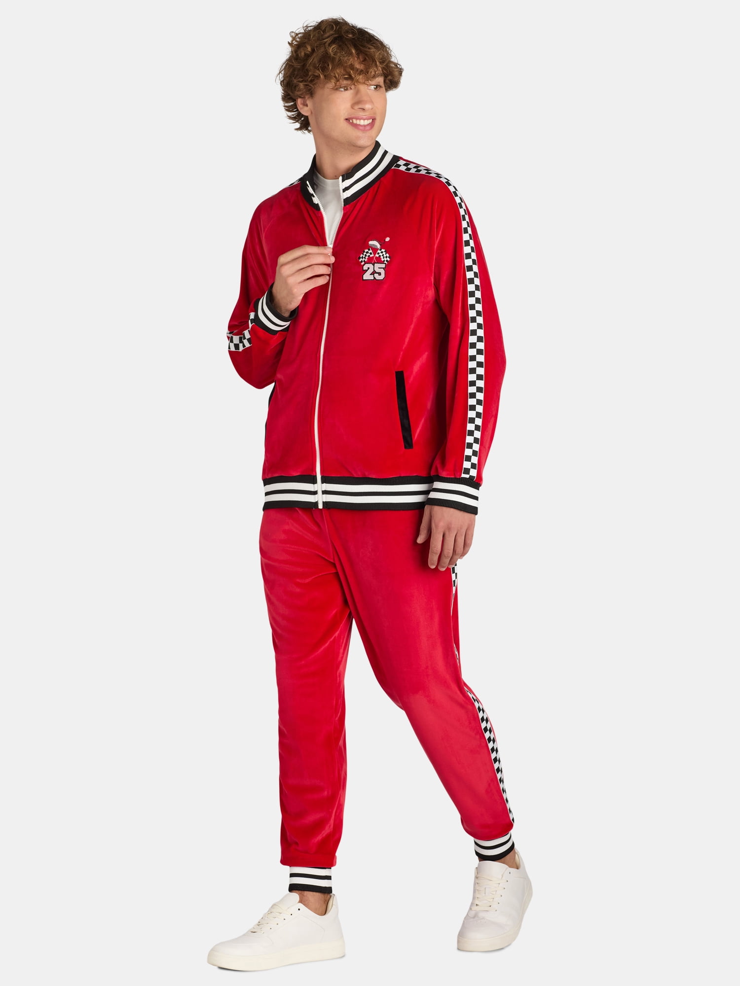 Jolly Knits Men's and Big Men's Velour Christmas Tracksuit Set, 2-Piece ...