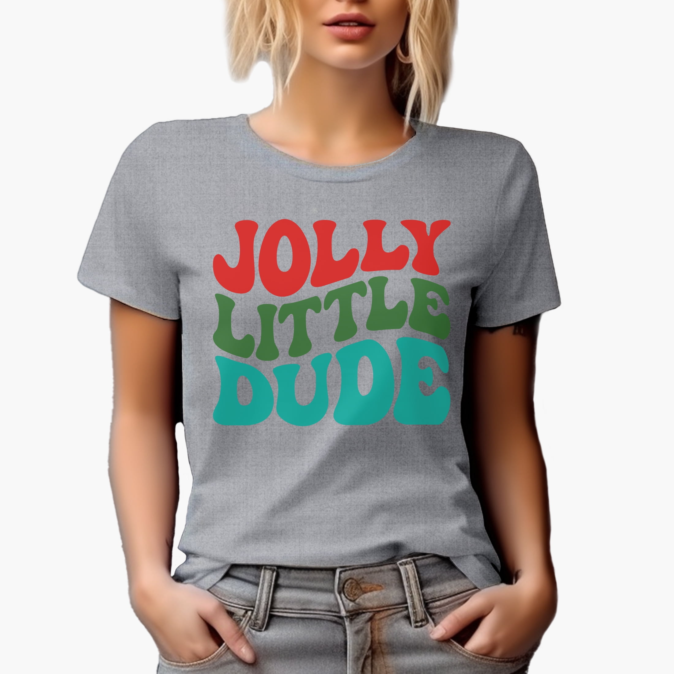 Jolly Little Dude, Groovy Retro Wavy Text Merch Gift, Heather Grey T ...