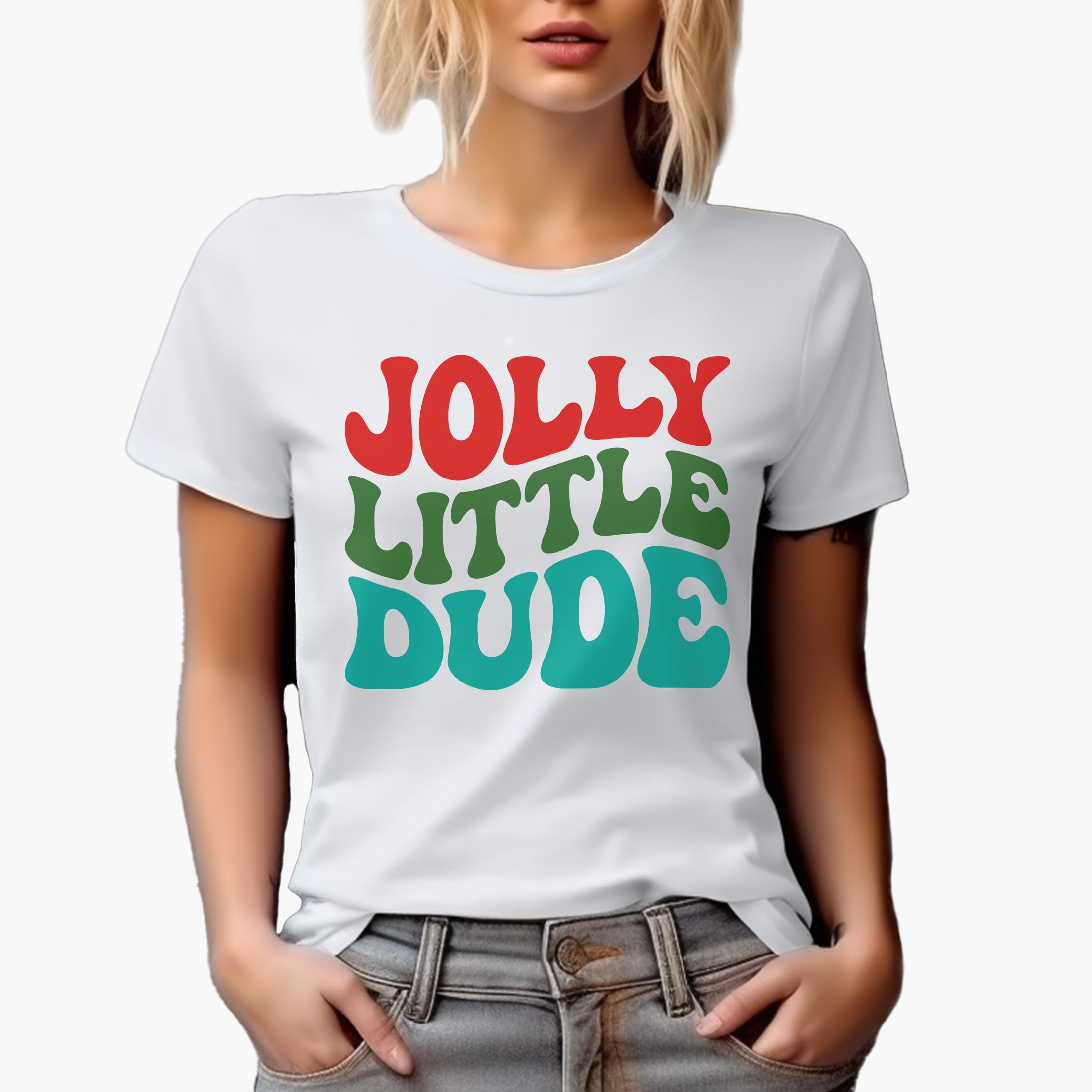 Jolly Little Dude, Groovy Retro Wavy Text Merch Gift, White T-Shirt ...