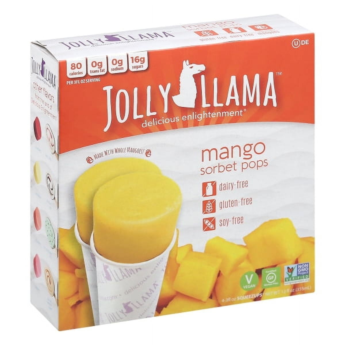 Jolly Llama, Mango Sorbet Pops, 3 fl oz, 4 Count - Walmart.com