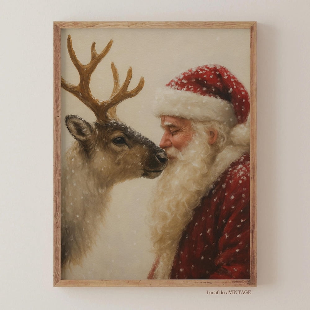 Jolly Man And Reindeer Wall Art Noel Festive Decor Vintage Jolly Man ...