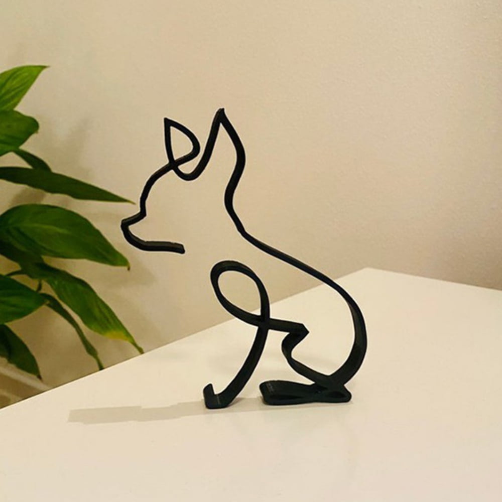 Jolly Metal Dog Minimalist Art Wall Sculpture, Abstract Metal Wire ...