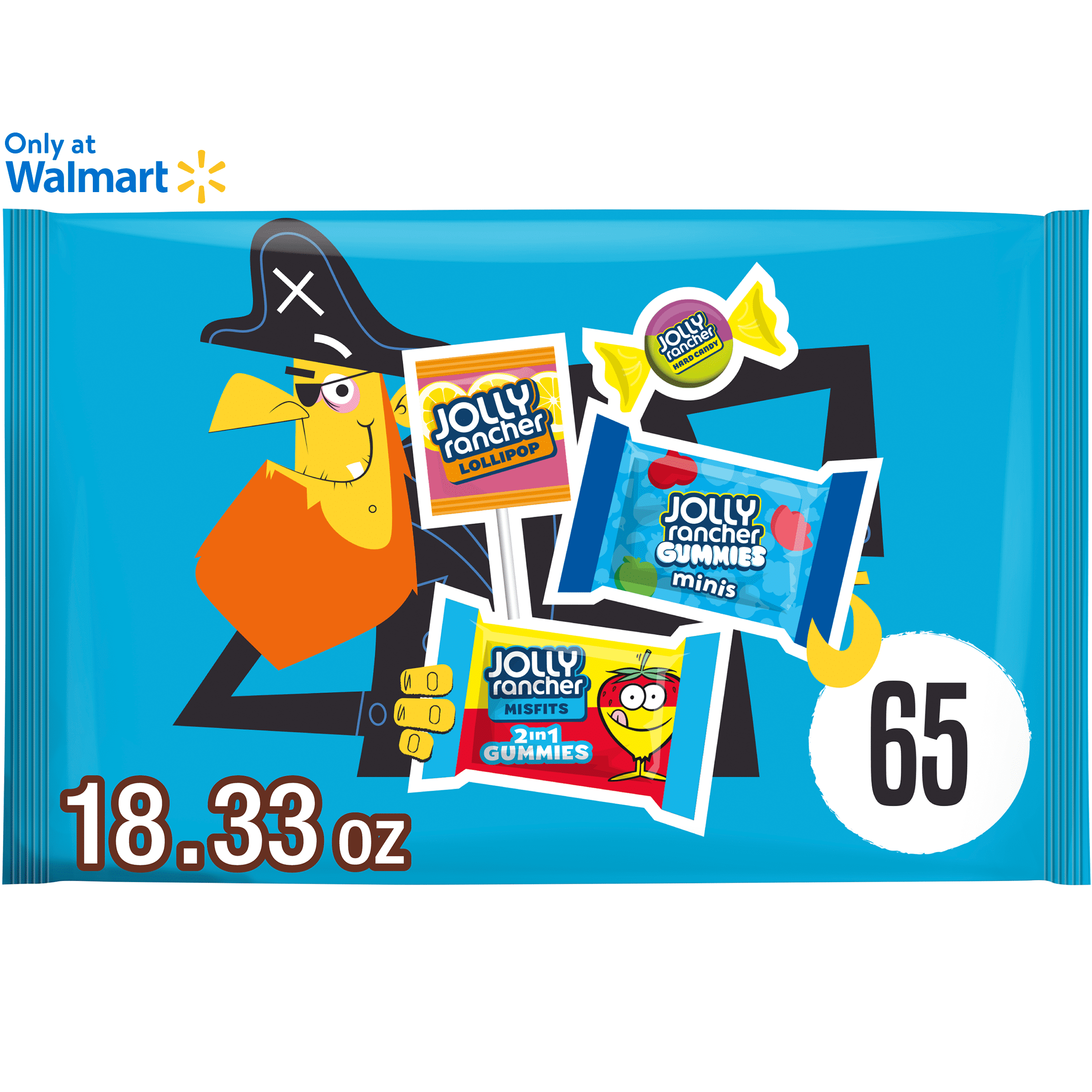 Jolly Rancher Assorted Fruit Flavored Halloween Candy, Bag 18.33 oz, 65 ...