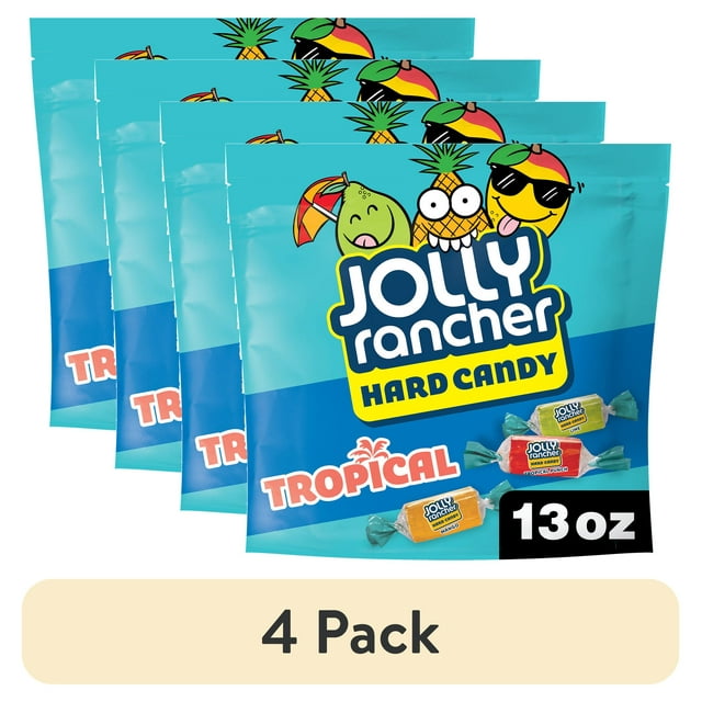 (4 pack) Jolly Rancher Assorted Tropical Fruit Flavored Hard Candy, Bag ...