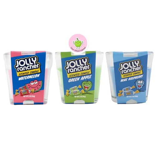 Jolly Rancher Candy Scented Candle 3 Pack (Blue Raspberry, Watermelon ...