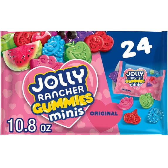 JOLLY RANCHER Gummies Minis Assorted Fruit Flavored, Kids Valentine's ...