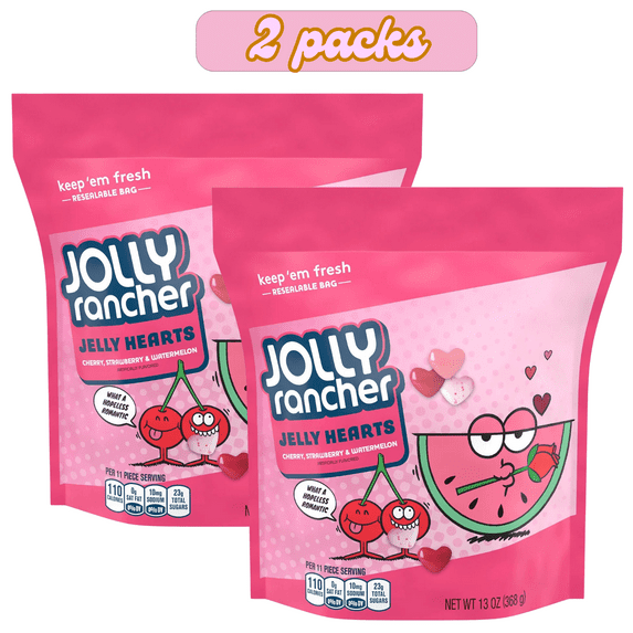 Jolly Rancher Hearts Valentine's Candy-Assorted Jelly Fruit Flavored-2 ...