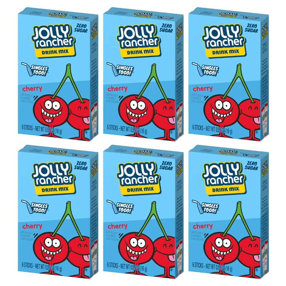 Jolly Rancher Singles To Go! Cherry, 6 Boxes With 6 Packets Each - 36 ...