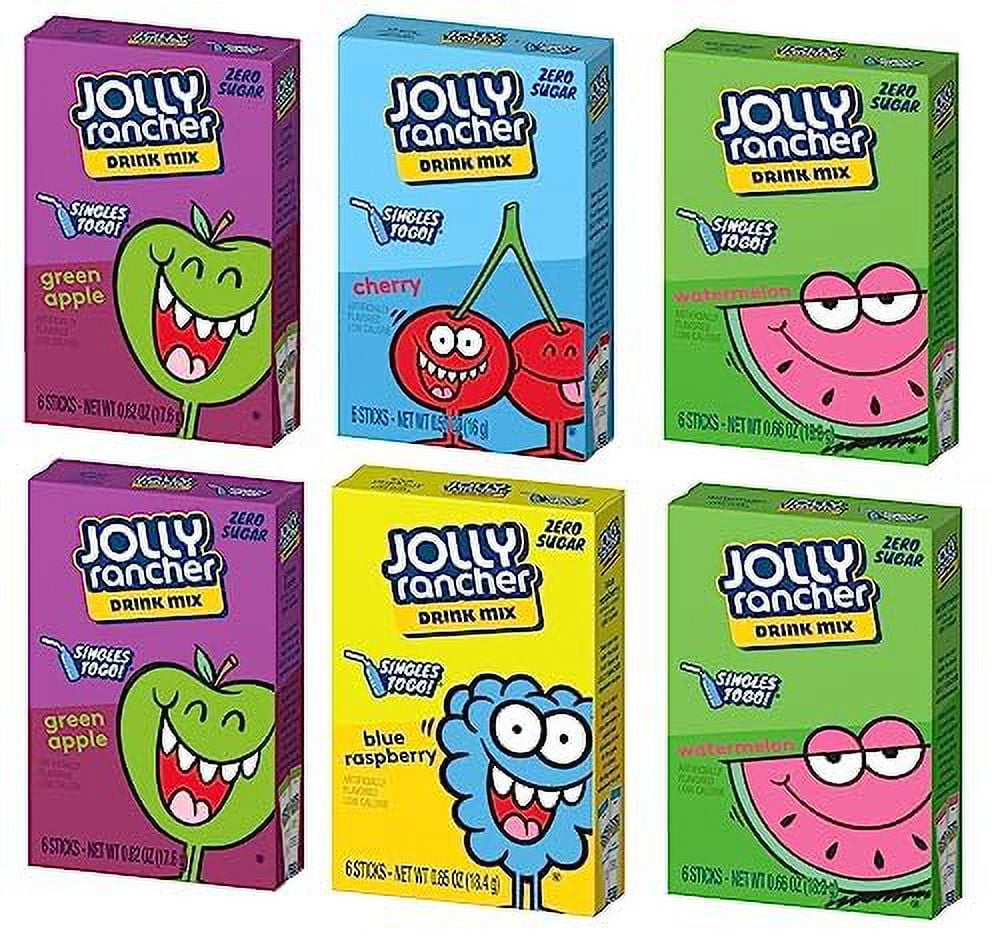 Jolly Rancher Singles To Go Drink Mix Variety 6 Pack Bundle - Blue ...