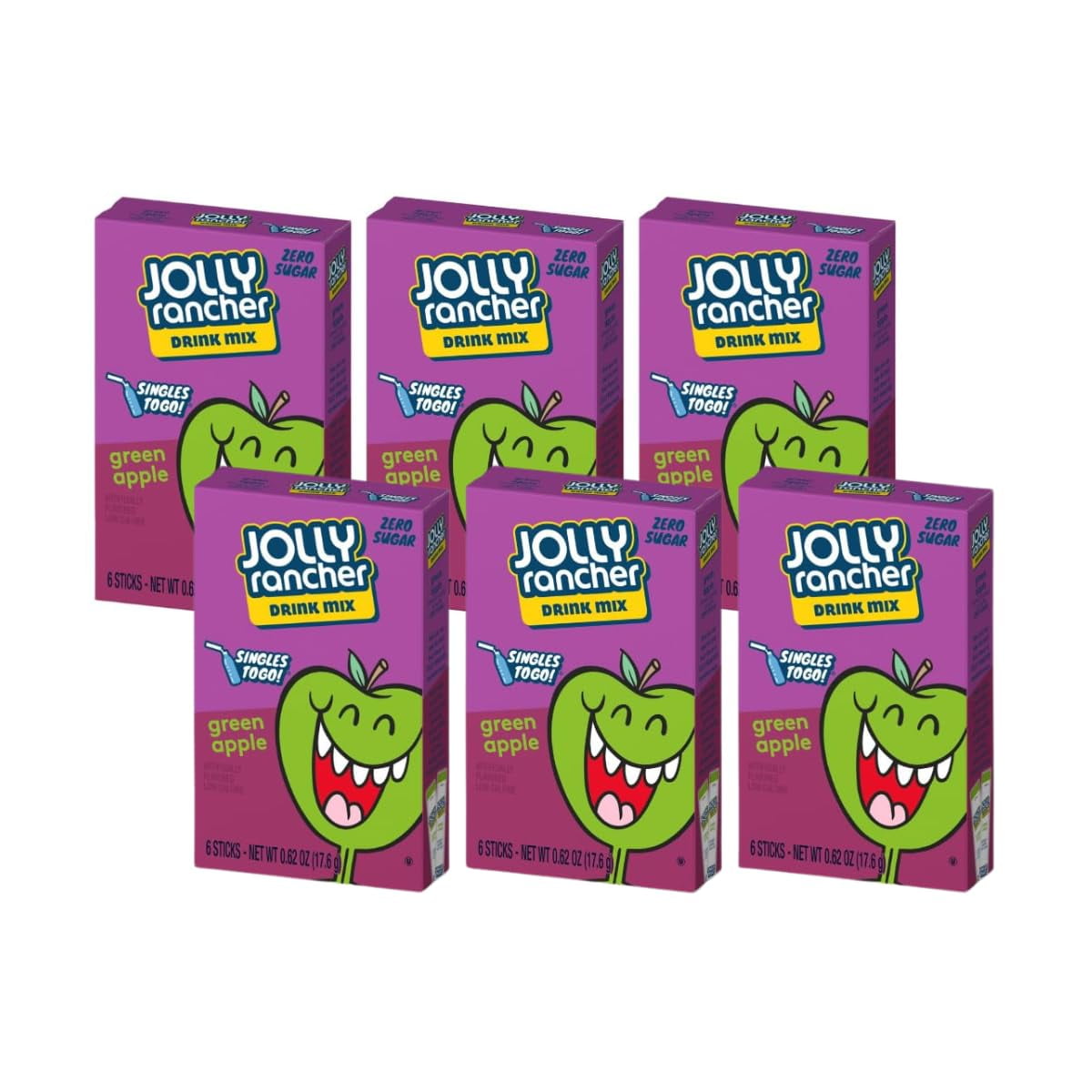 Jolly Rancher Singles-To-Go Sugar Free Green Apple Drink Mix, 6-Ct ...