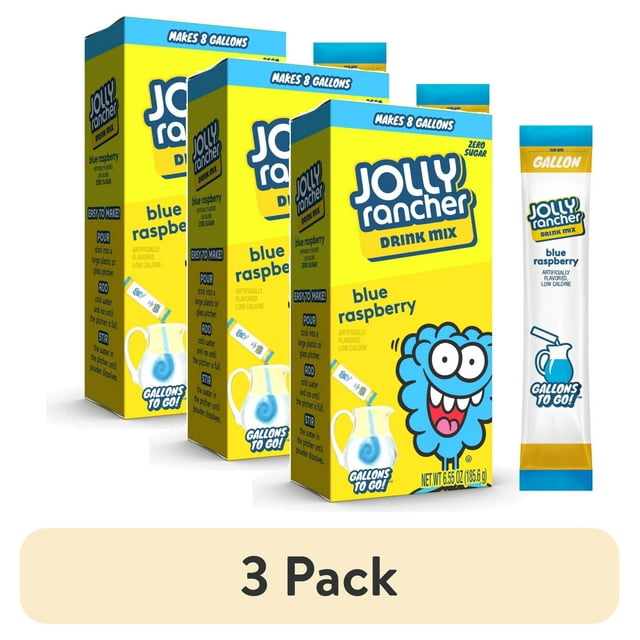 (3 pack) Jolly Rancher Sugar Free Blue Raspberry Powdered Drink Mix, 0. ...