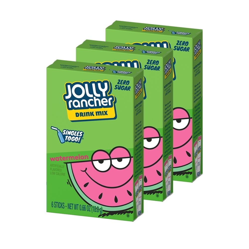 Jolly Rancher Watermelon Singles To Go Drink Mix, 0.66 oz, 6 Pack, 18 ...