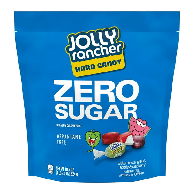 Jolly Rancher Zero Sugar Assorted Fruit Flavored Hard Candy, Bag 18.5 ...