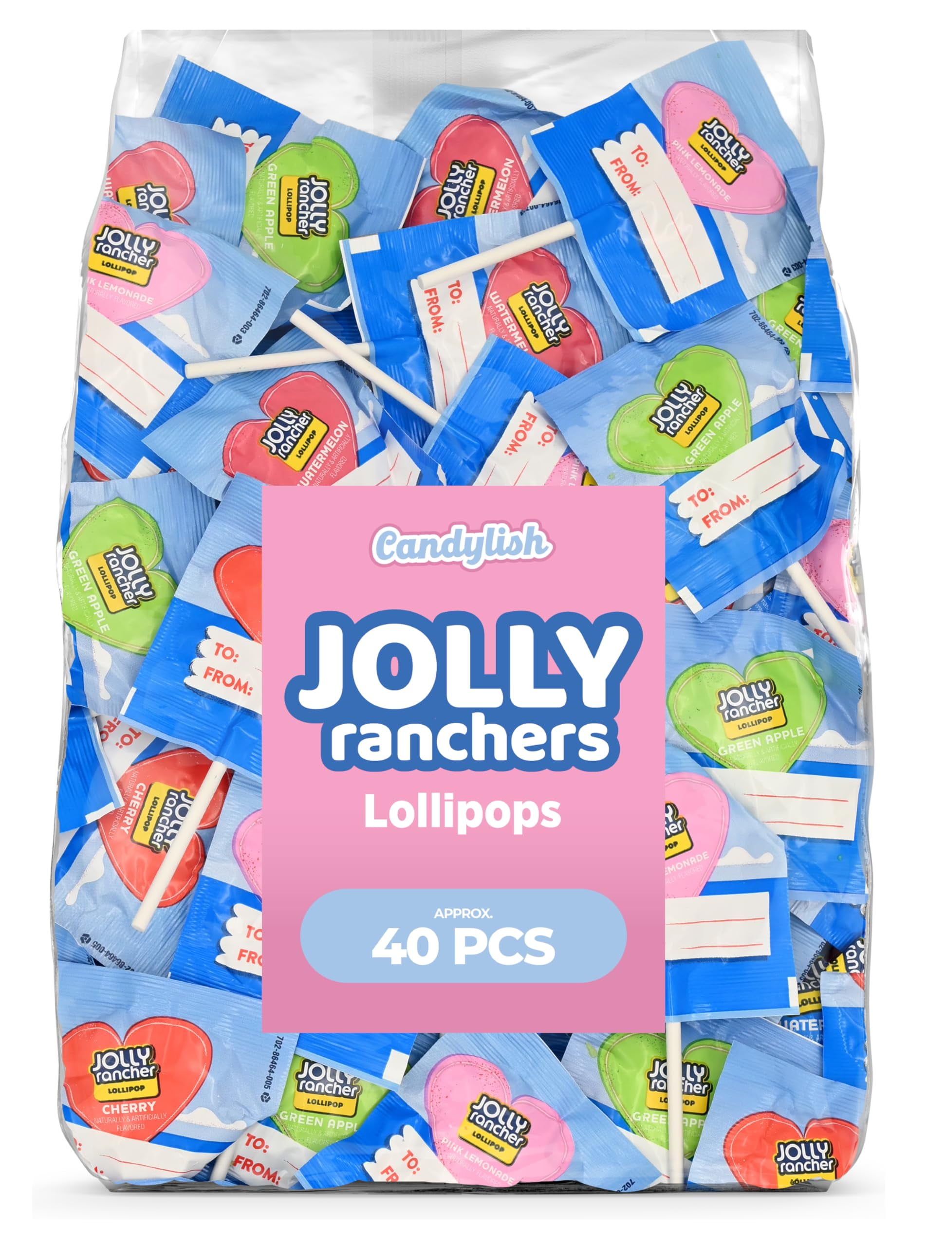 Jolly Ranchers Heart Lollipops DMF15 - 40 Count Bag - Bulk Valentine ...