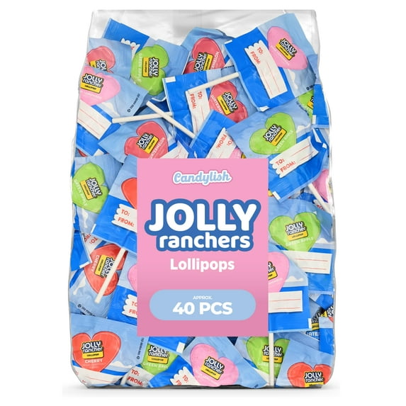 Jolly Ranchers Heart Lollipops - MDA05 40 Count Bag - Bulk Valentine ...