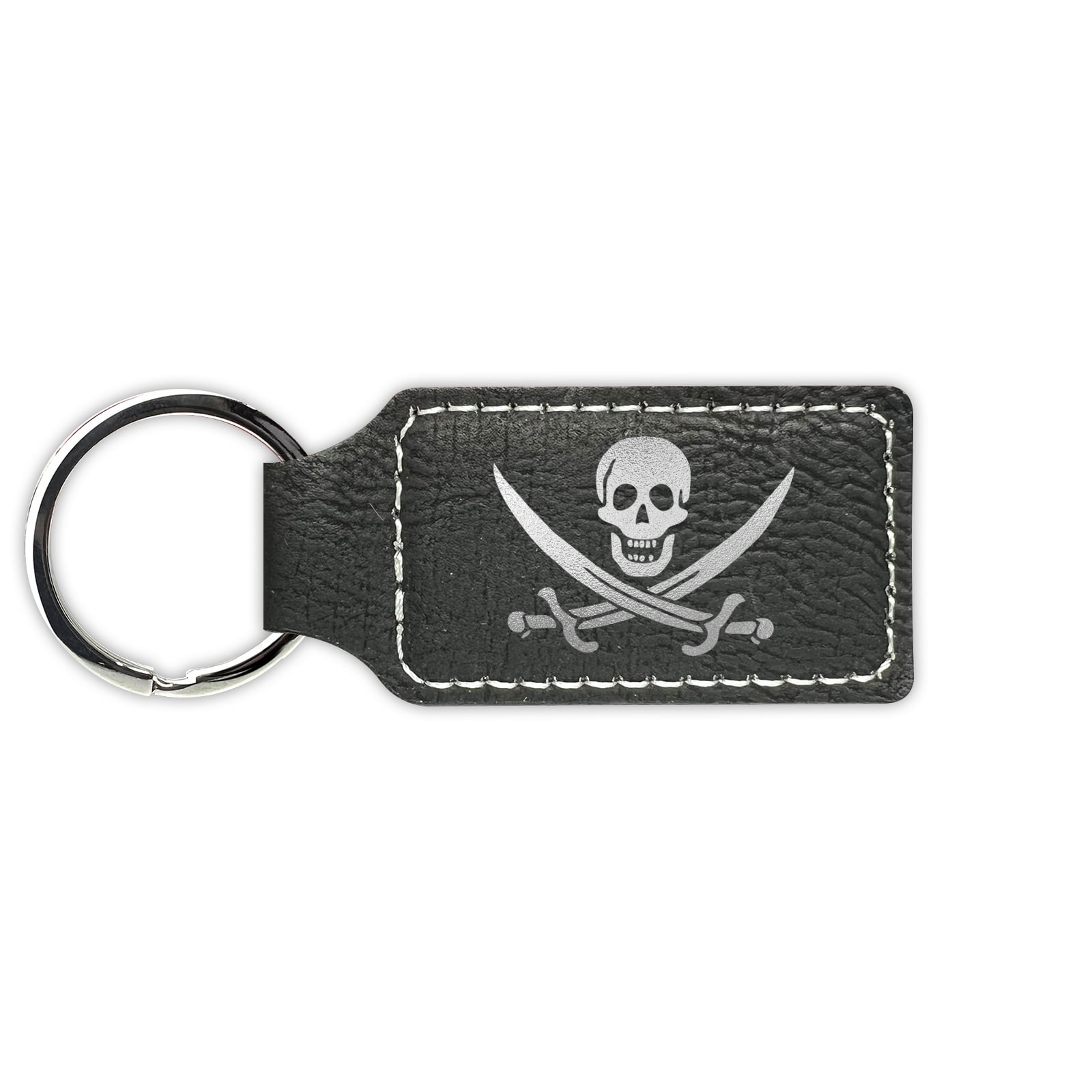 Jolly Roger Calico Jack Rackham Pirate Keychain Leatherette Rectangle ...