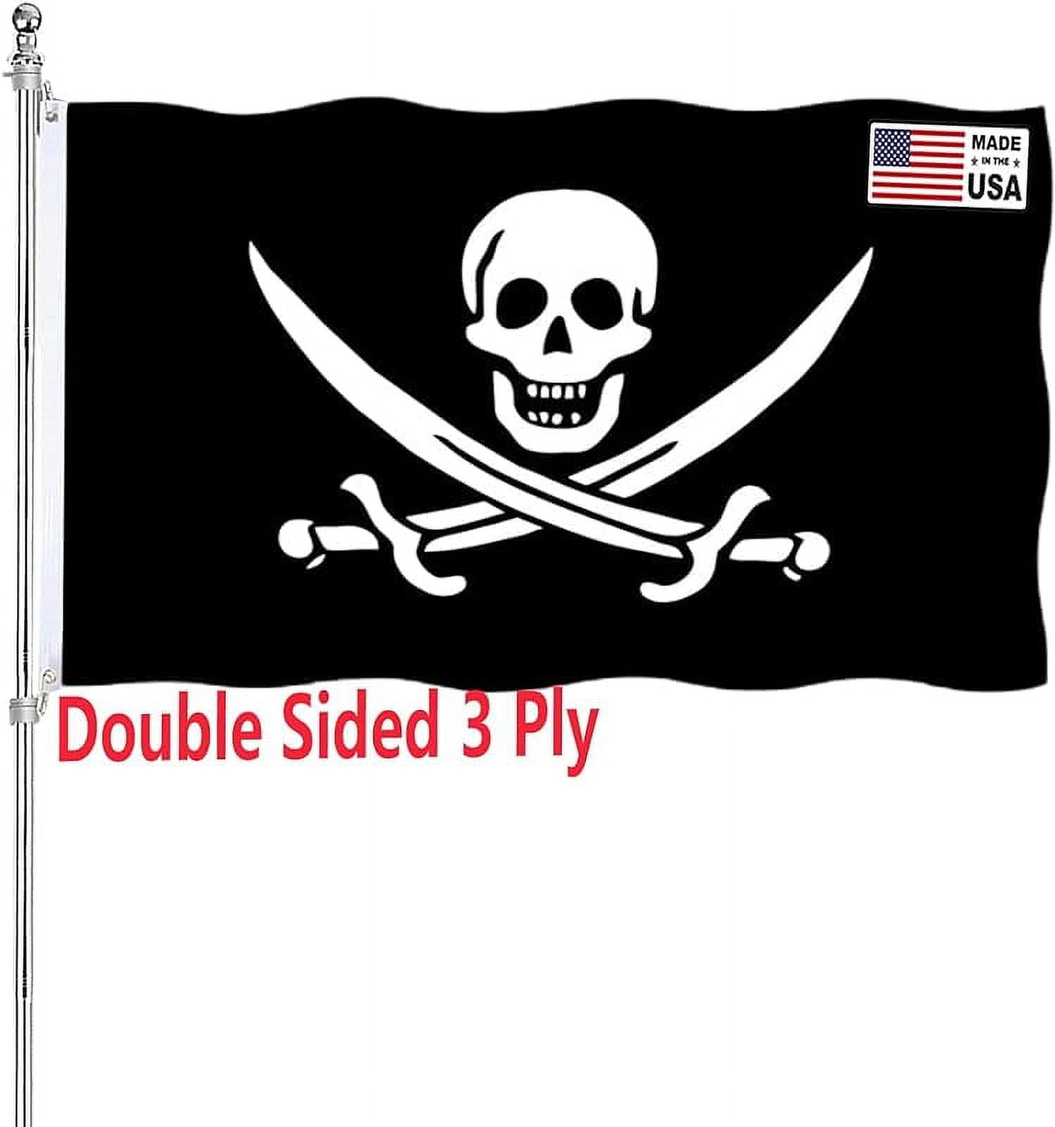Jolly Roger Flag 5x8ft Pirate Flags 3ply Double Sided Outdoor Heavy ...