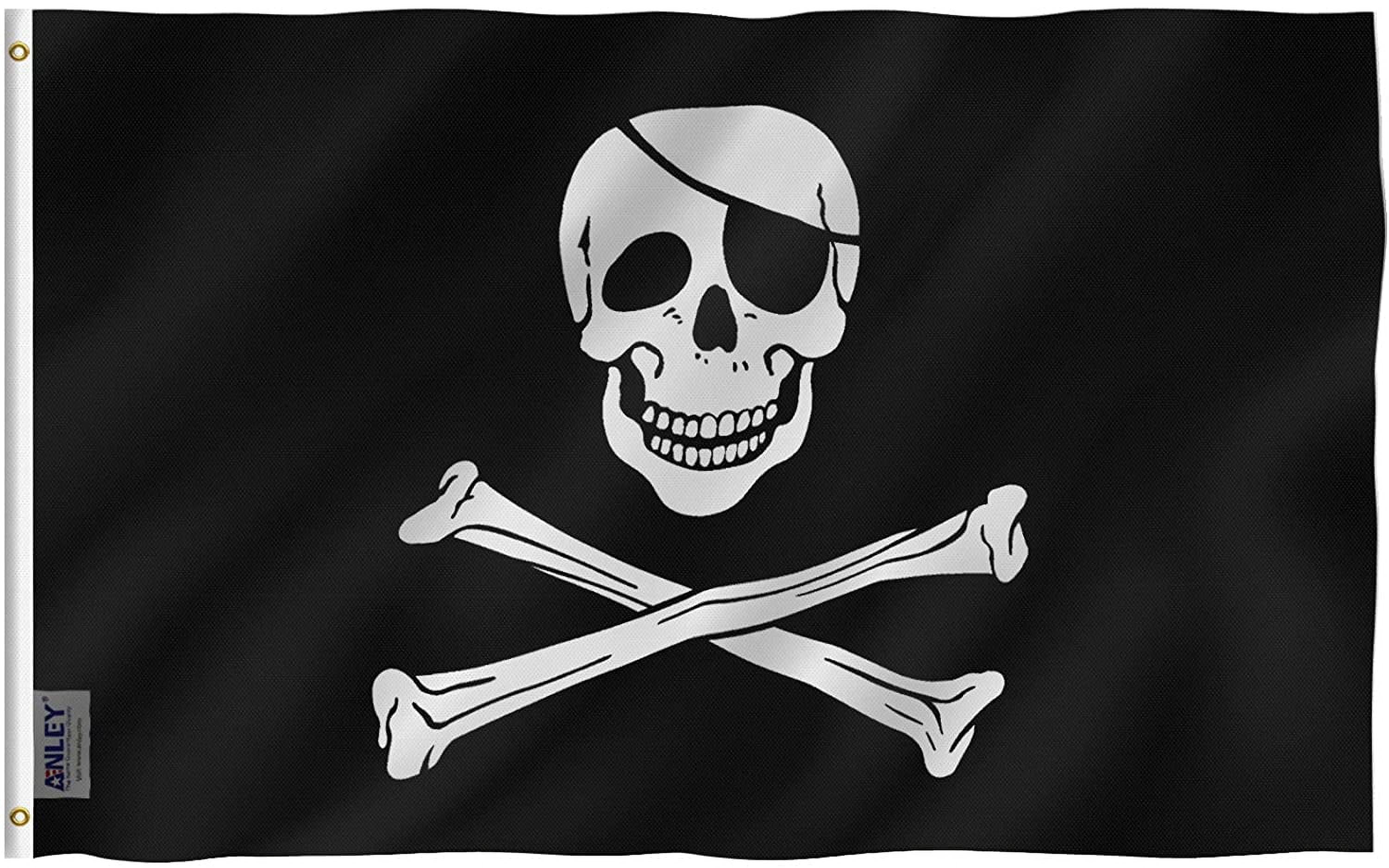 Jolly Roger Flag with Patch - Vivid Color and Fade proof - Pirate Flags ...