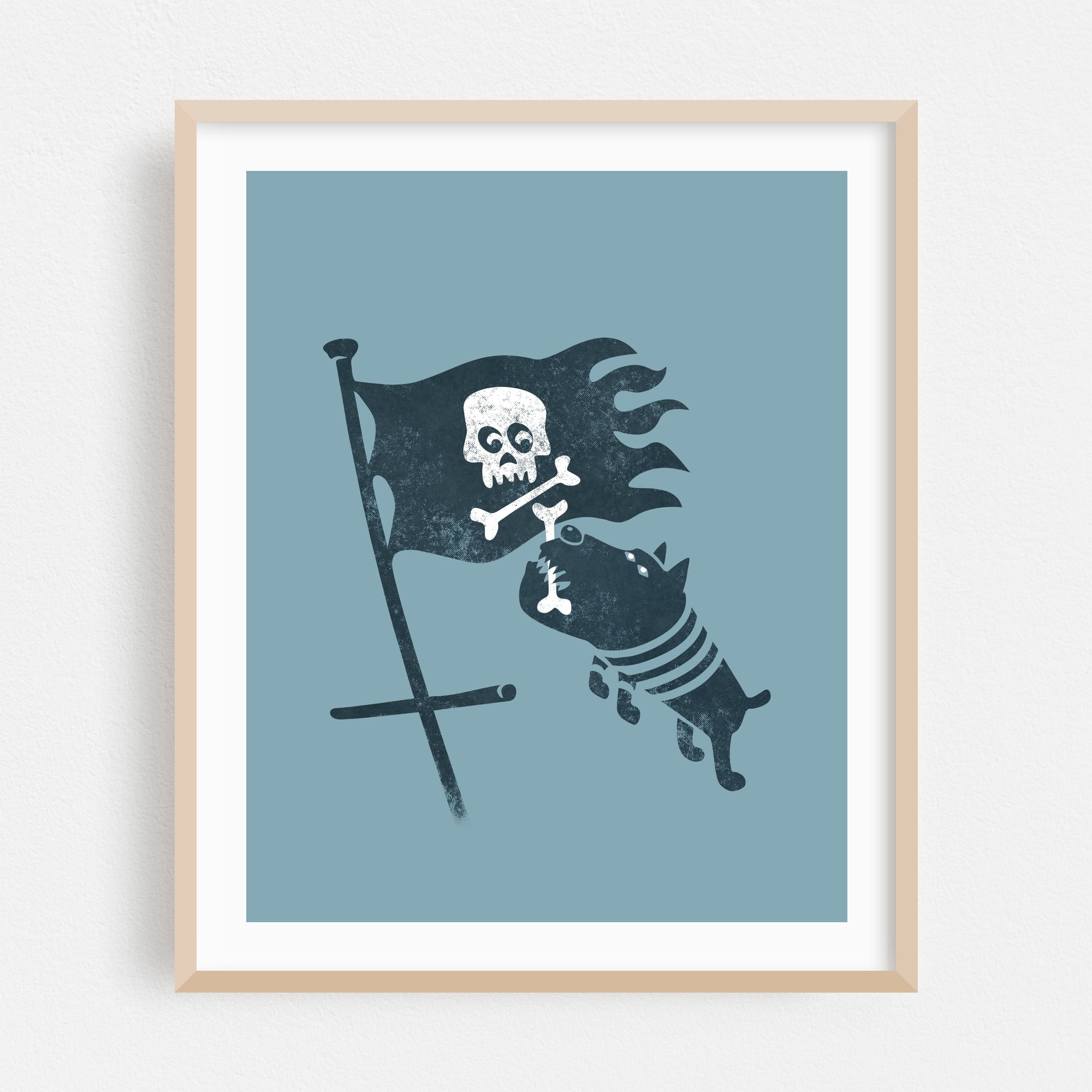 Jolly Roger - Illustration Dog Skull Humor Animal Modern Art Oak Framed ...