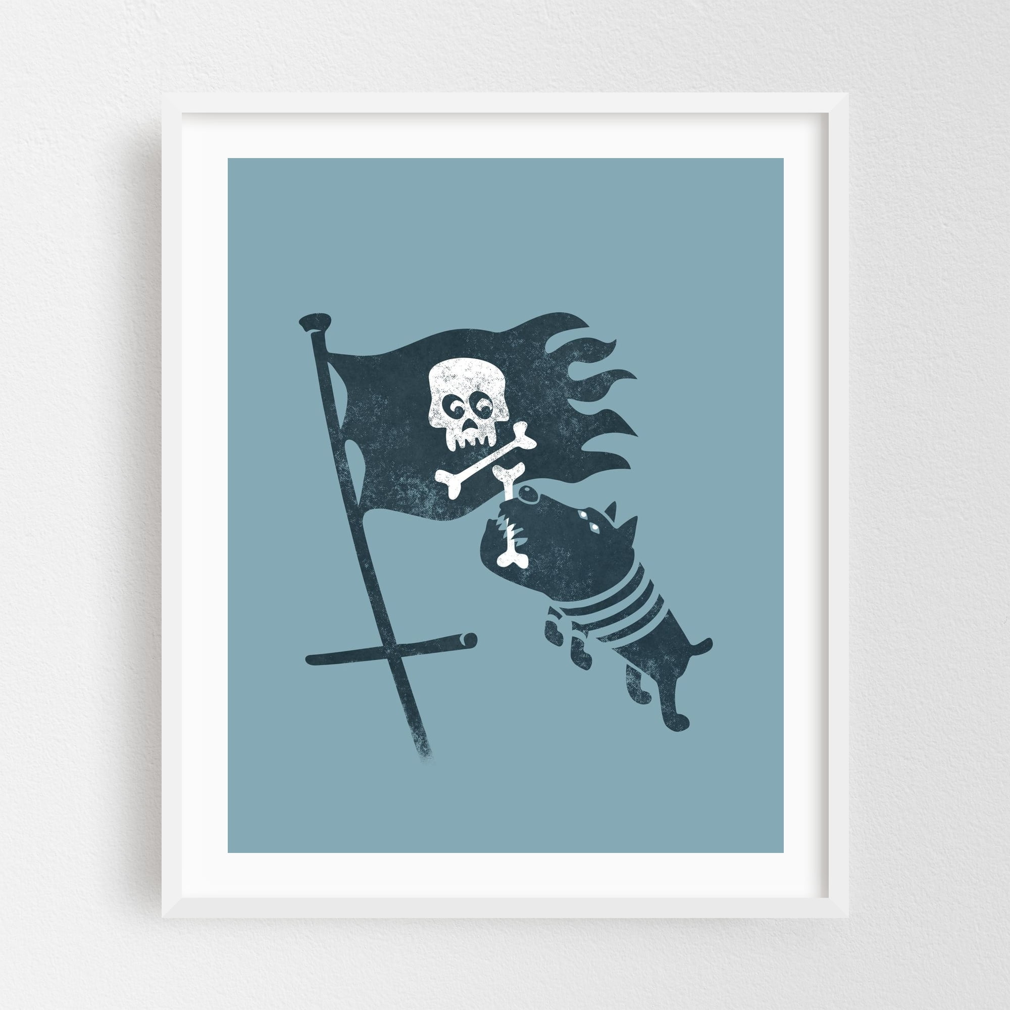 Jolly Roger - Illustration Dog Skull Humor Animal Modern Art White ...
