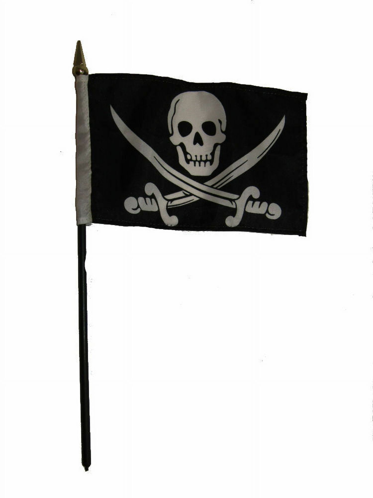Jolly Roger Pirate Calico Jack Flag 4"x6" Desk Table Stick (No Base ...