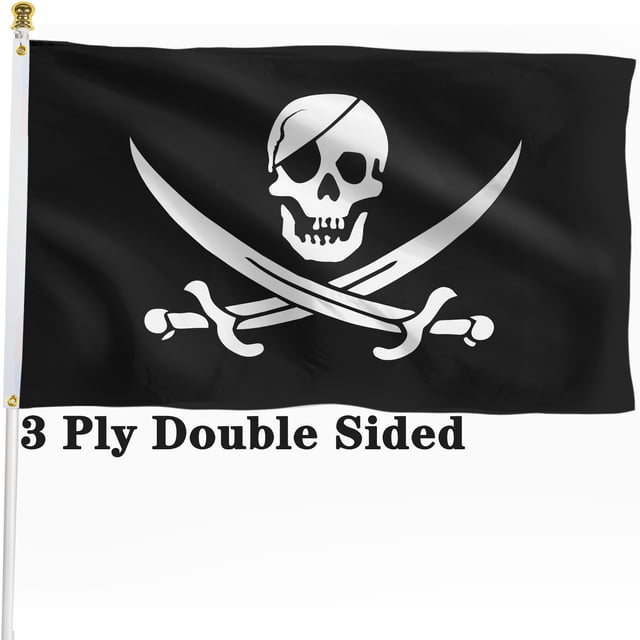 DANF Jolly Roger Pirate Flag 3x5 ft - Heavy Duty 3Ply Polyester for ...