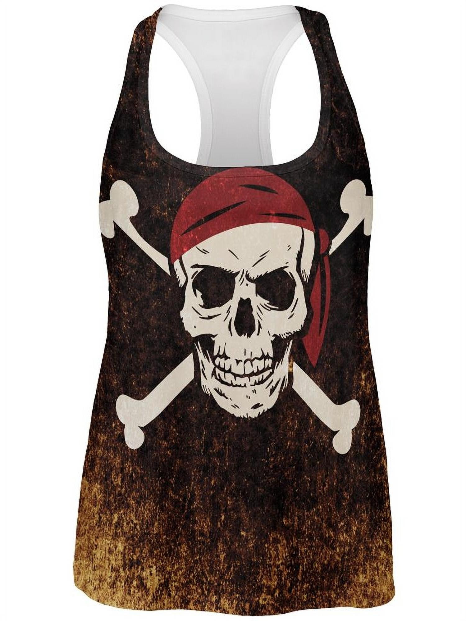 Jolly Roger Pirate Flag Distressed Grunge All Over Womens Work Out Tank ...