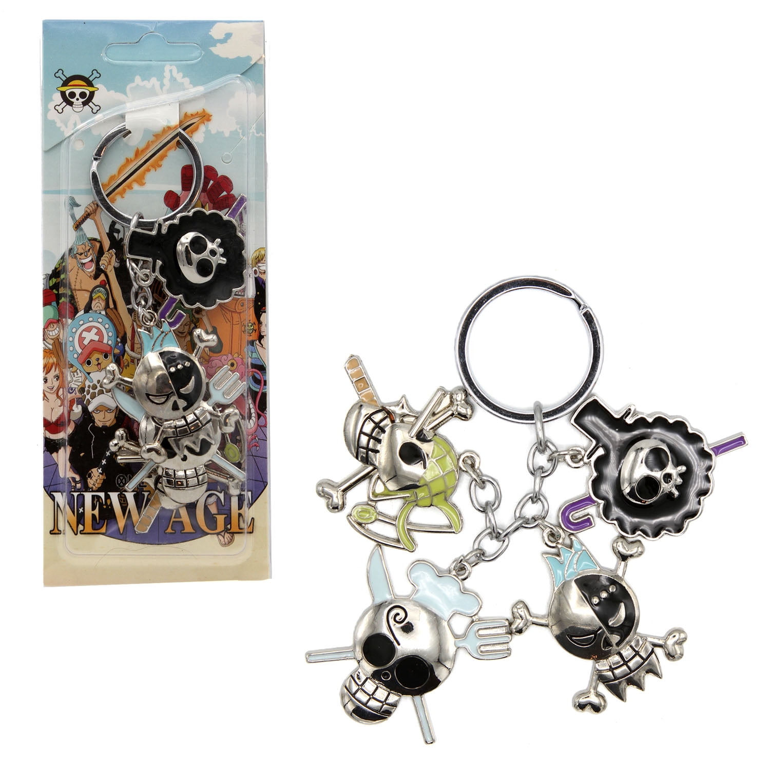 Jolly Roger Skull Col. B - One Piece 1" Keychain 4 pc. Pendant ...