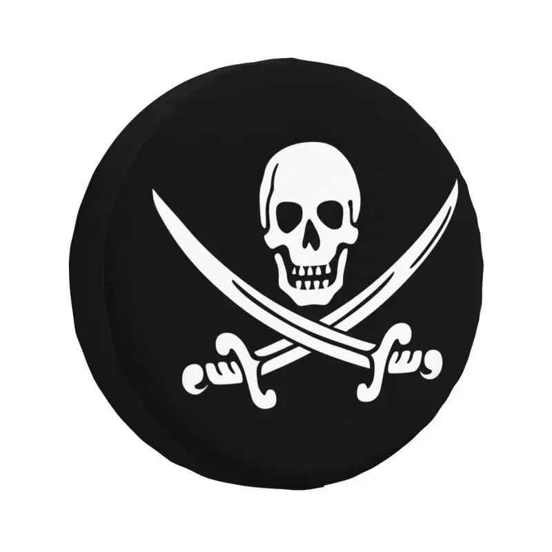 Jolly Roger Skull Cross Bones Pirate Flag Tire Cover 4wd 4x4 Trailer