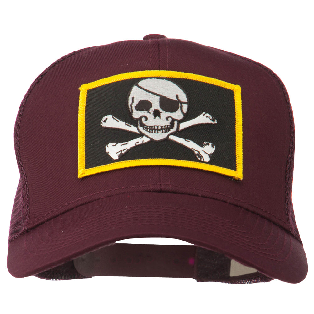 Jolly Roger Skull Patched Mesh Cap - Maroon OSFM - Walmart.com