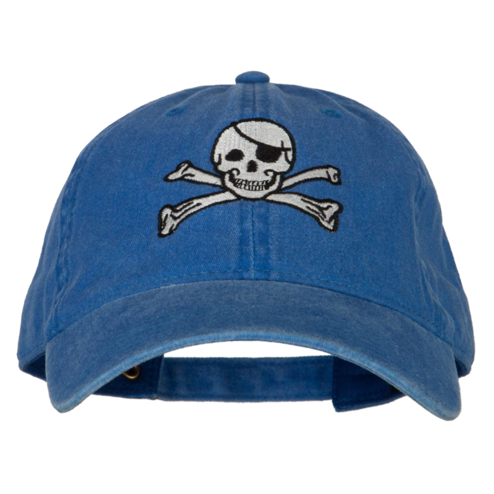 Jolly Rogers Skull Embroidered Washed Cotton Twill Cap - Royal OSFM ...