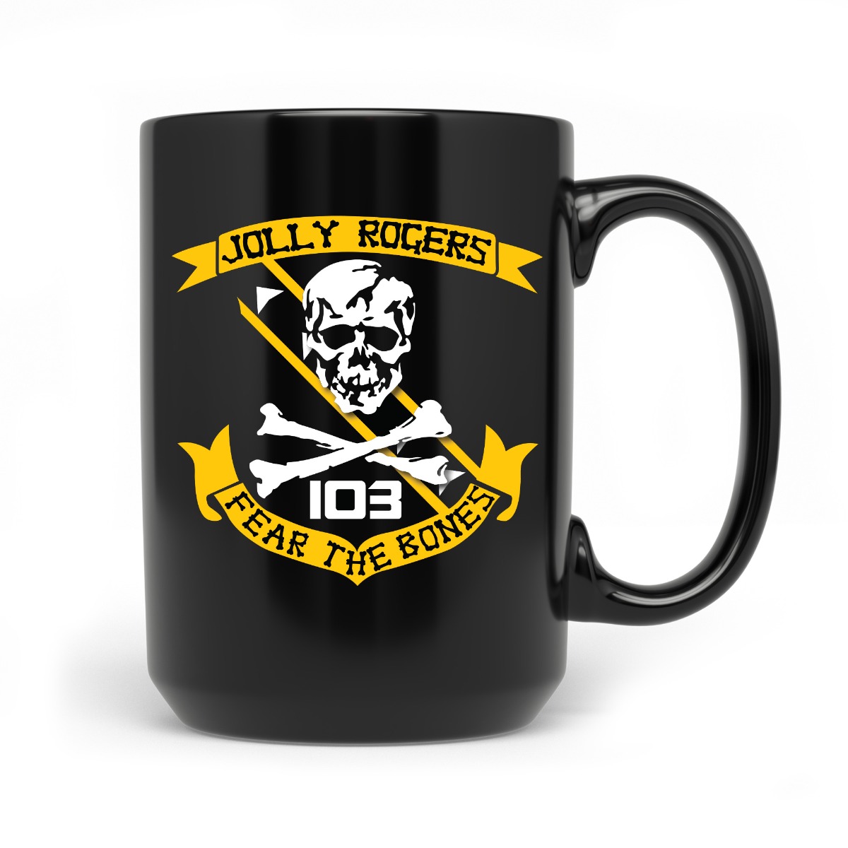 Jolly Rogers VF-103 Fear The Bones 15 oz Black Mug - Walmart.com