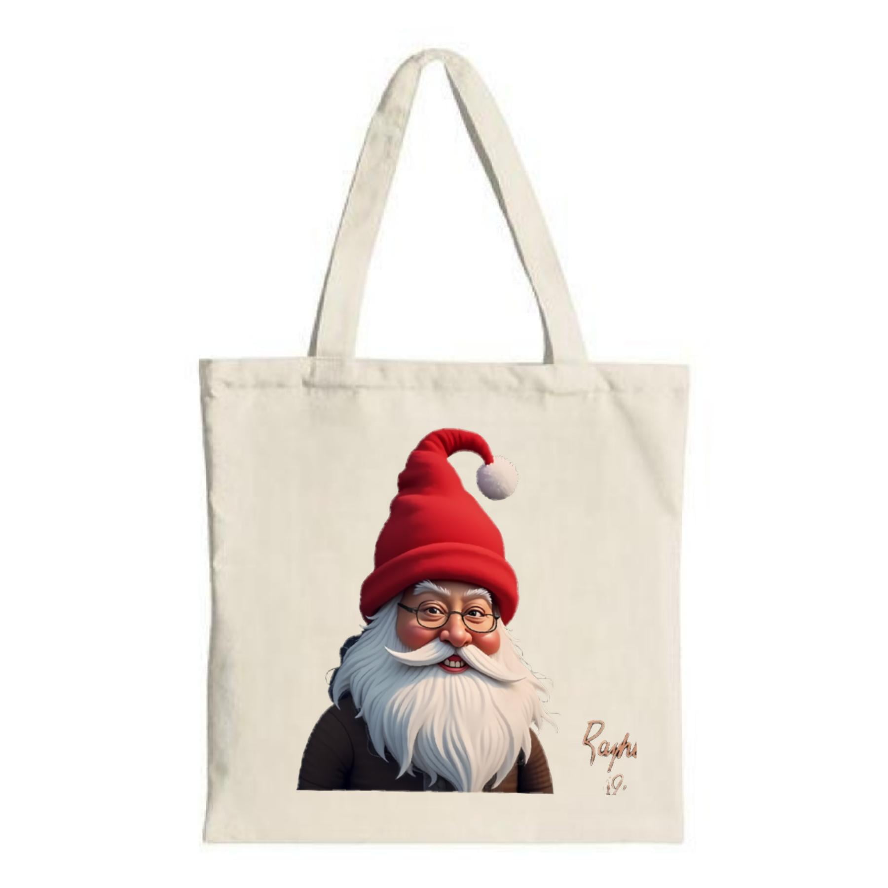 Jolly Santa Tote Bag - Cartoon Santa with Glasses & Beard Perfect for ...