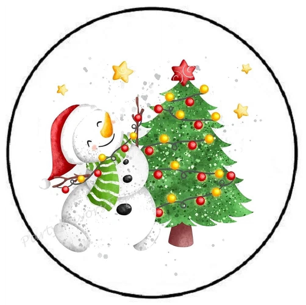 Jolly Snowman With Christmas Tree Stickers Party Favors Phone Decal ...