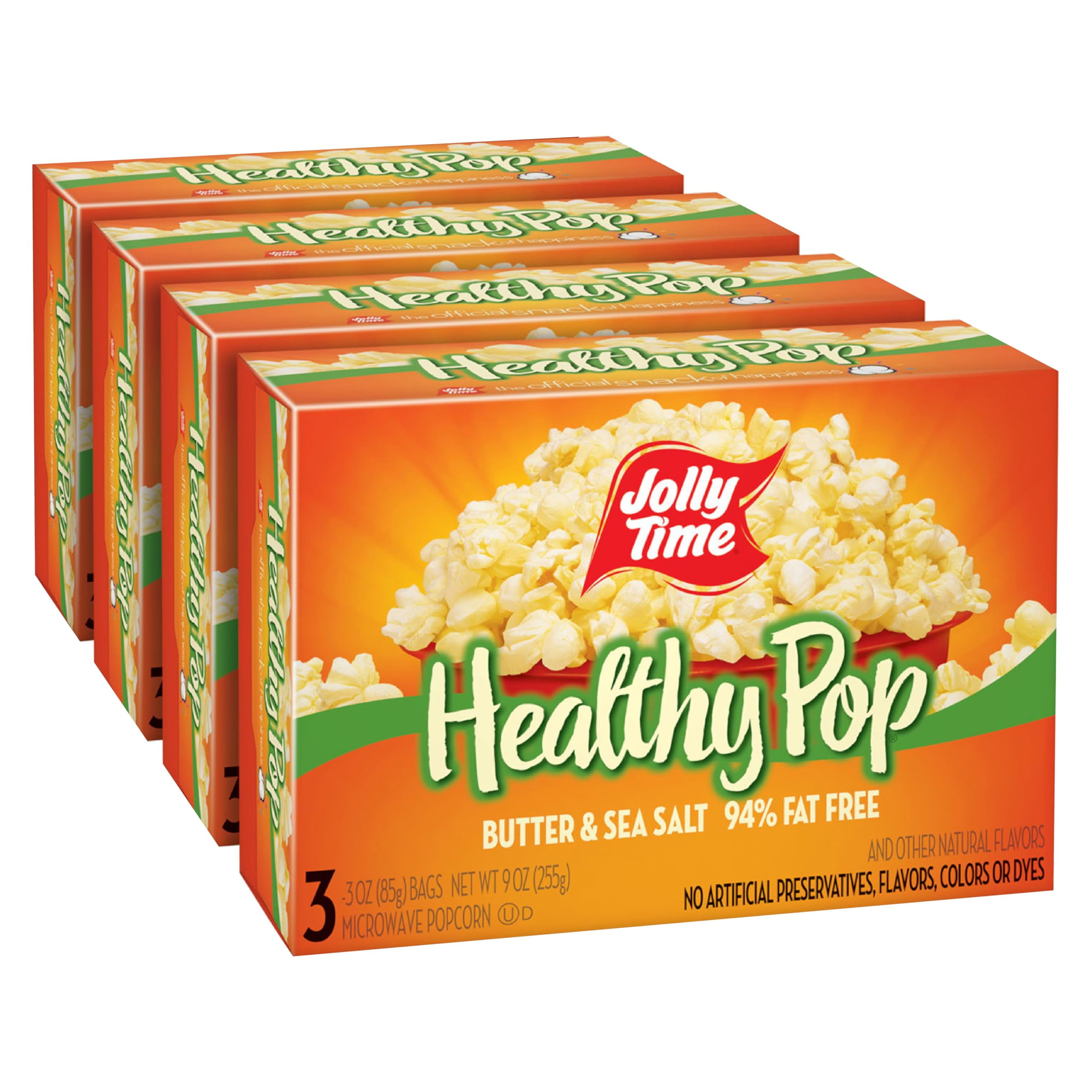 Jolly Time Healthy Pop Buttery Microwave Popcorn, Low Fat Gluten Free ...