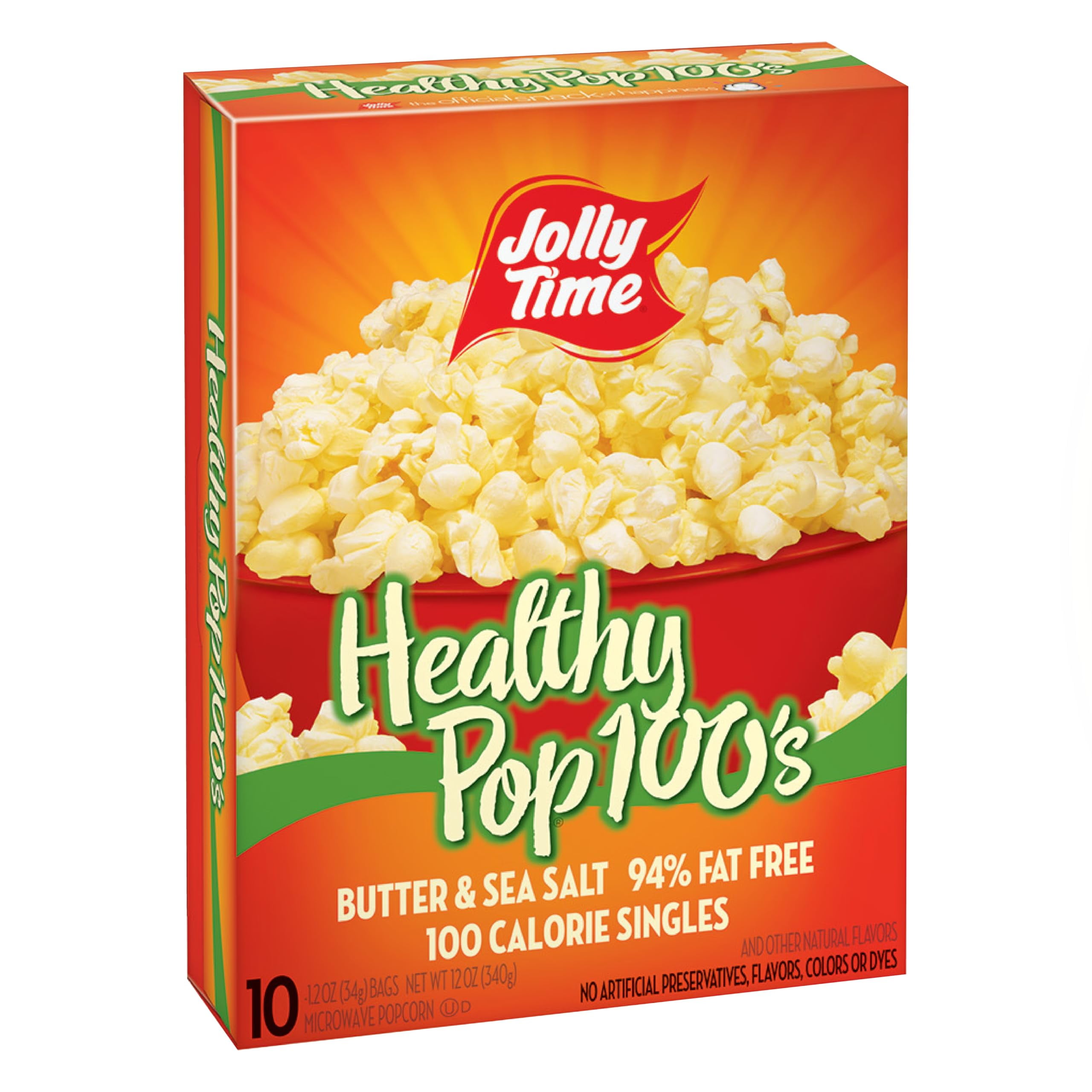 Jolly Time Healthy Pop SBF3 Microwave Popcorn, 1.2oz Personal Bag, 10 ...