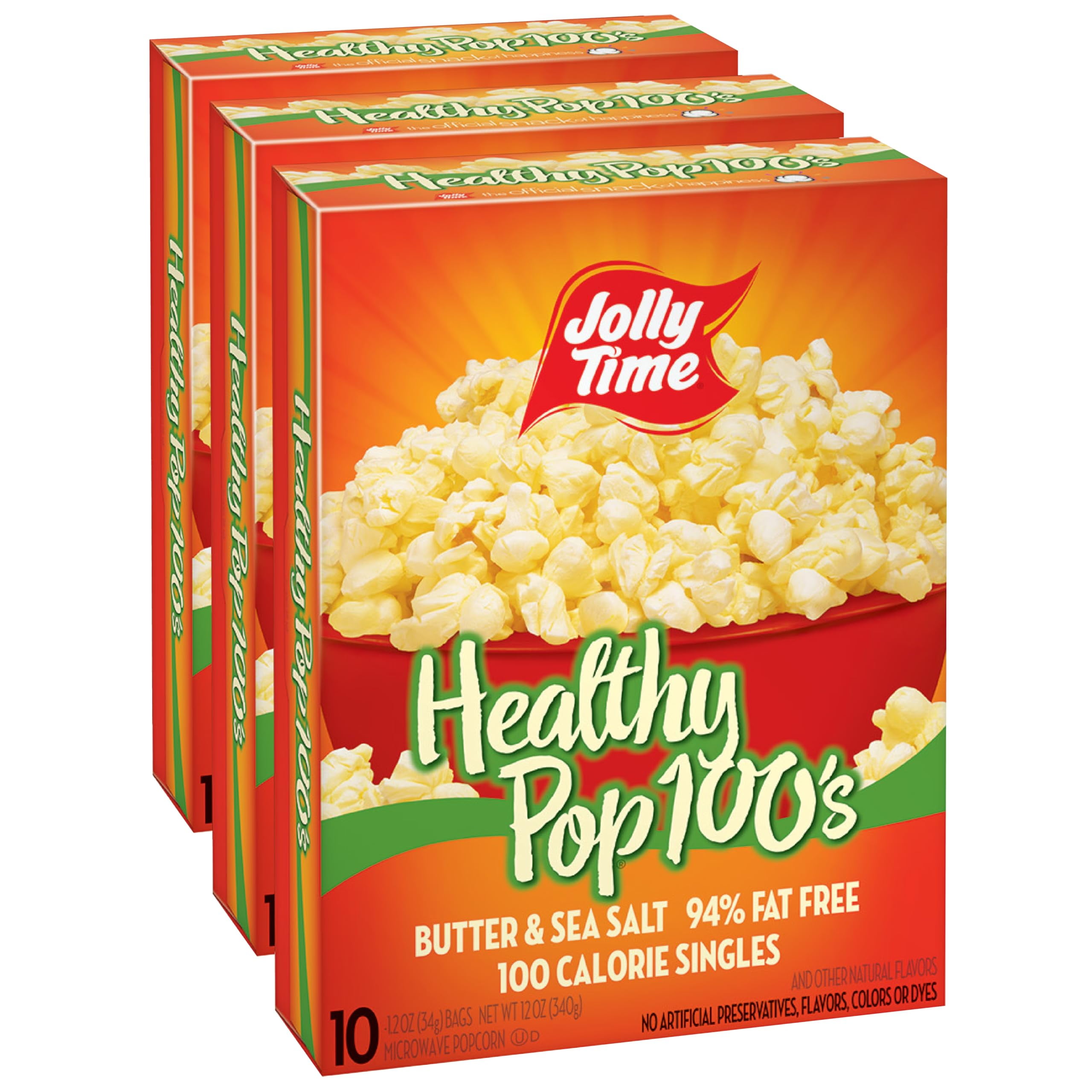 Jolly Time Healthy Pop YYF14 Microwave Popcorn, 1.2oz Personal Bag, 10 Bags Per Carton (Healthy ...