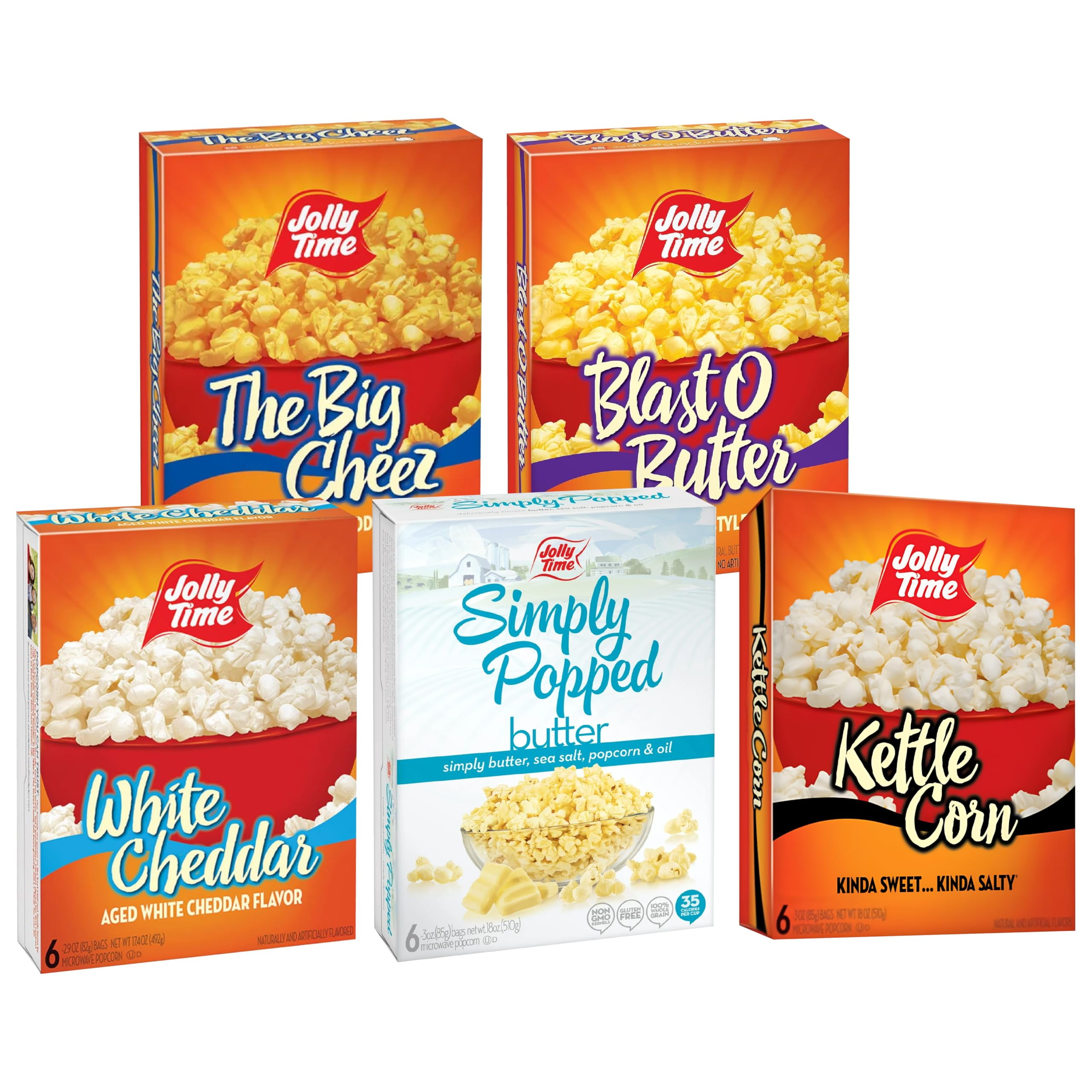 Jolly Time Microwave Popcorn BCF26 Variety Pack, 6 Sharing Size Bags ...