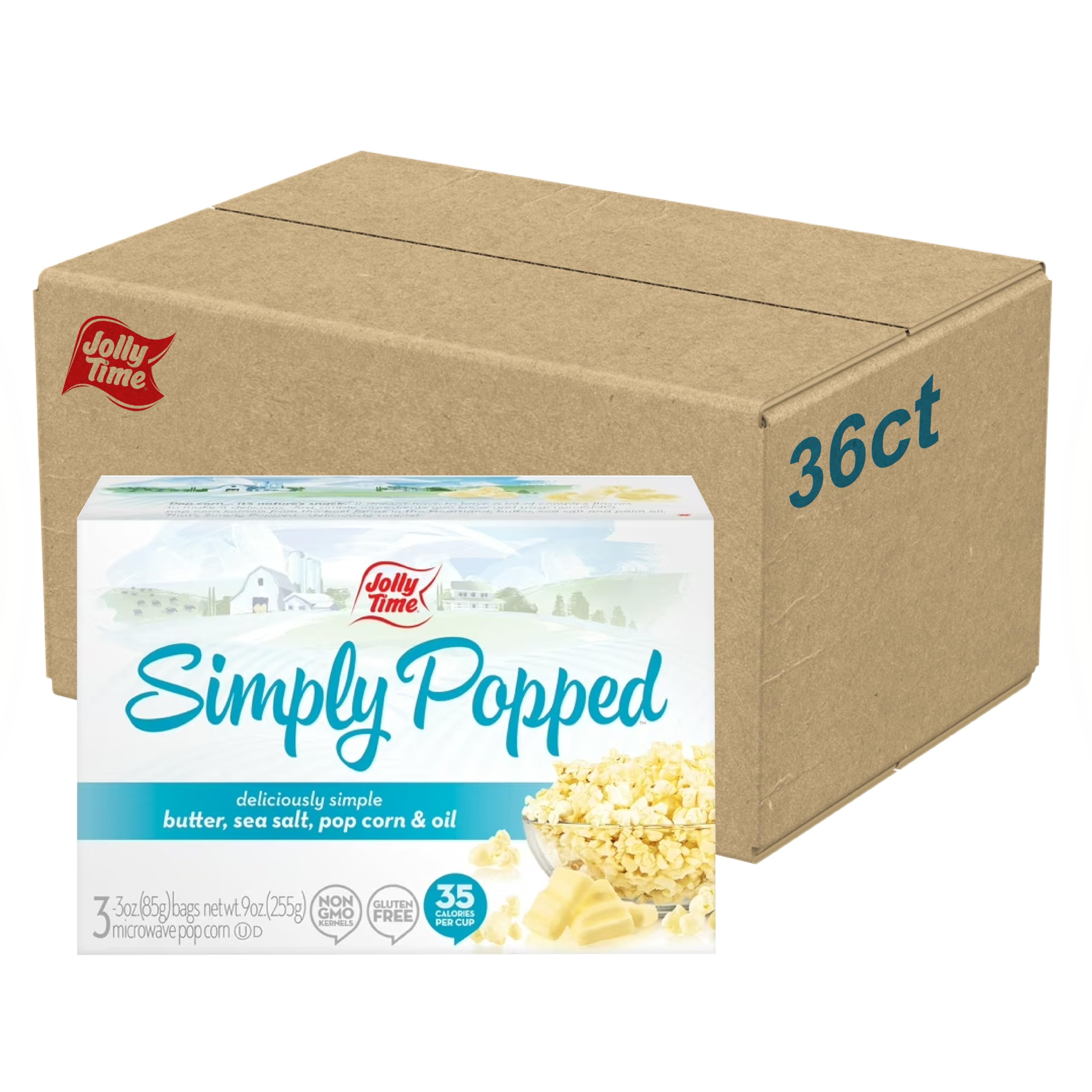 Jolly Time Simply Popped BCF26 - Lightly Salted Microwave Popcorn, 3oz ...