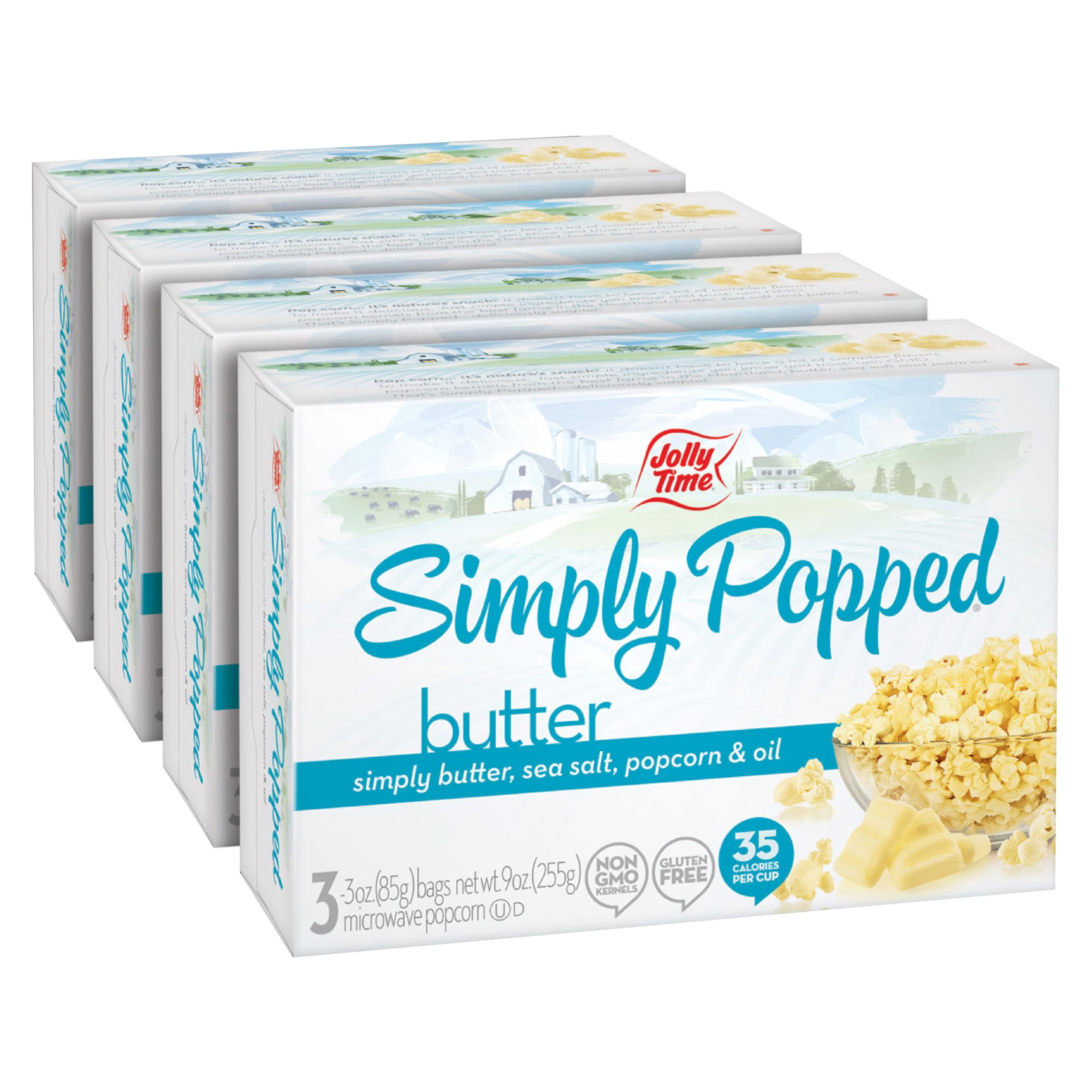 Jolly Time Simply Popped TGF4 - Lightly Salted Microwave Popcorn, 3oz ...
