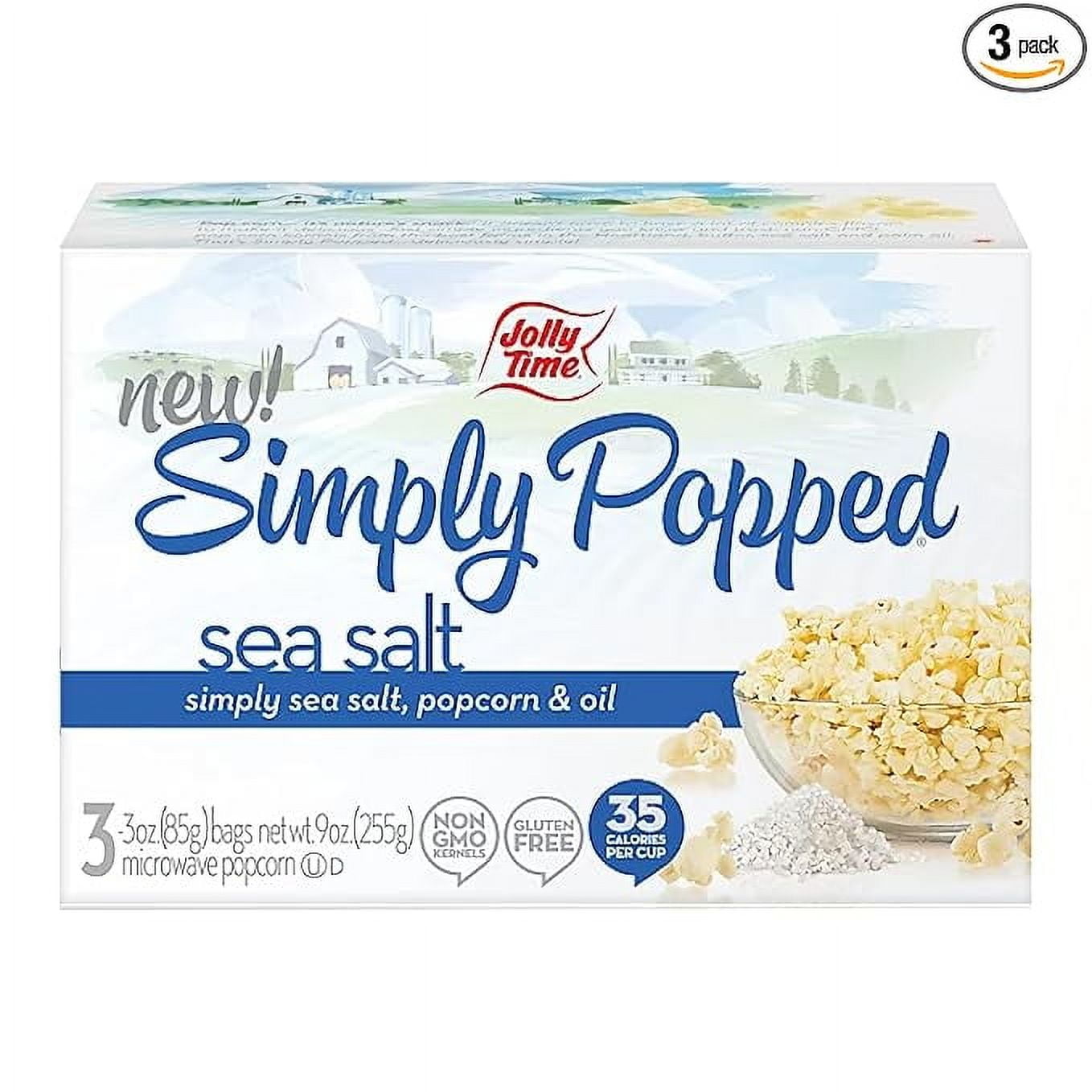 Jolly Time Simply Popped, Vegan, Dairy Free Microwave Popcorn, 3oz ...