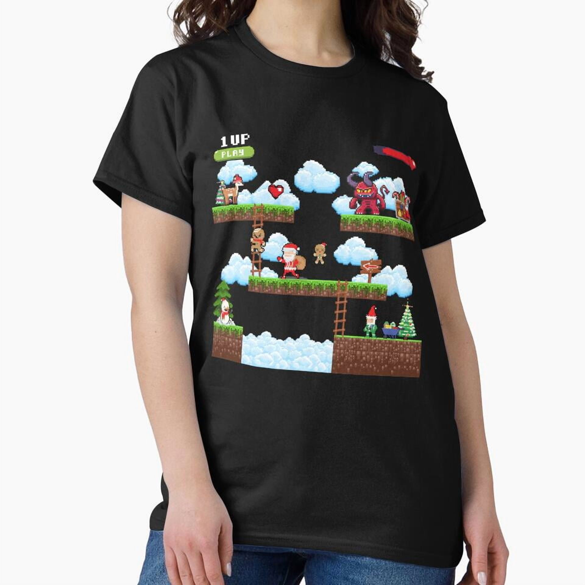Jolly vs Krampus Pixel Art 8-Bit Ugly Festive Holiday Gaming Unisex T ...