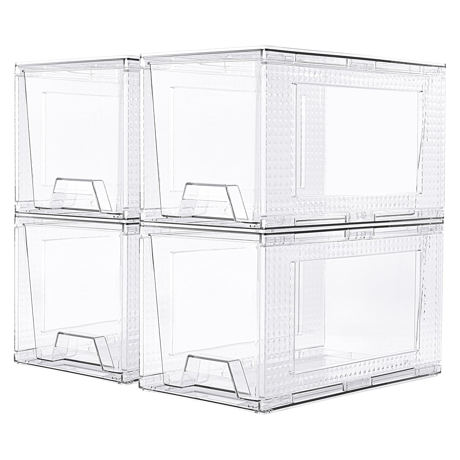 JollyPack 4 Pack Clear Stackable Storage Drawers, Easy to Assemble ...