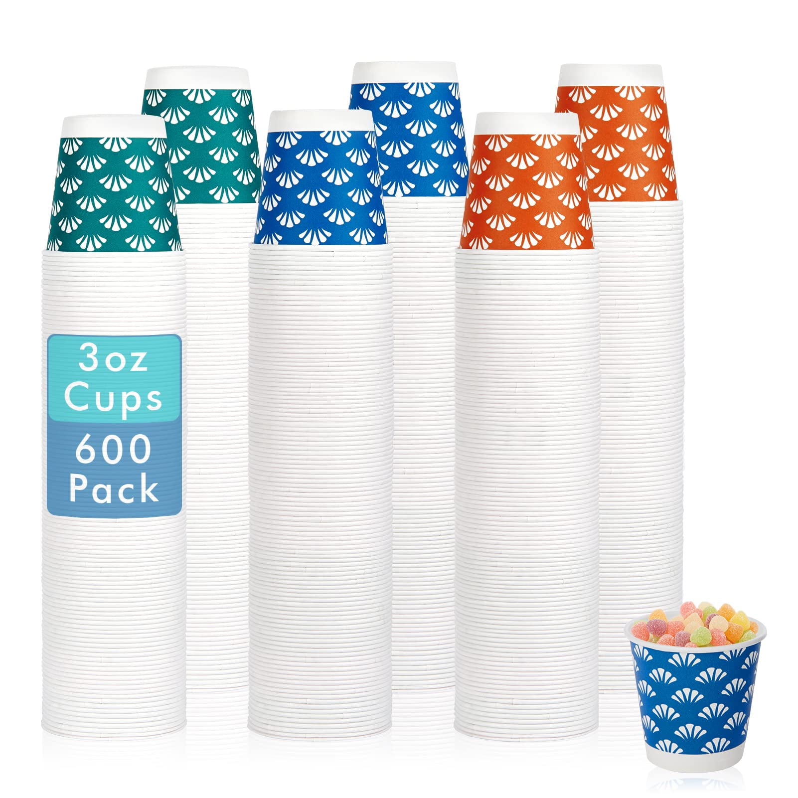 JollyPack 600 Pack 3 DEF29 oz Disposable Bathroom Paper Cups, Small Mouthwash Cups in Orange ...
