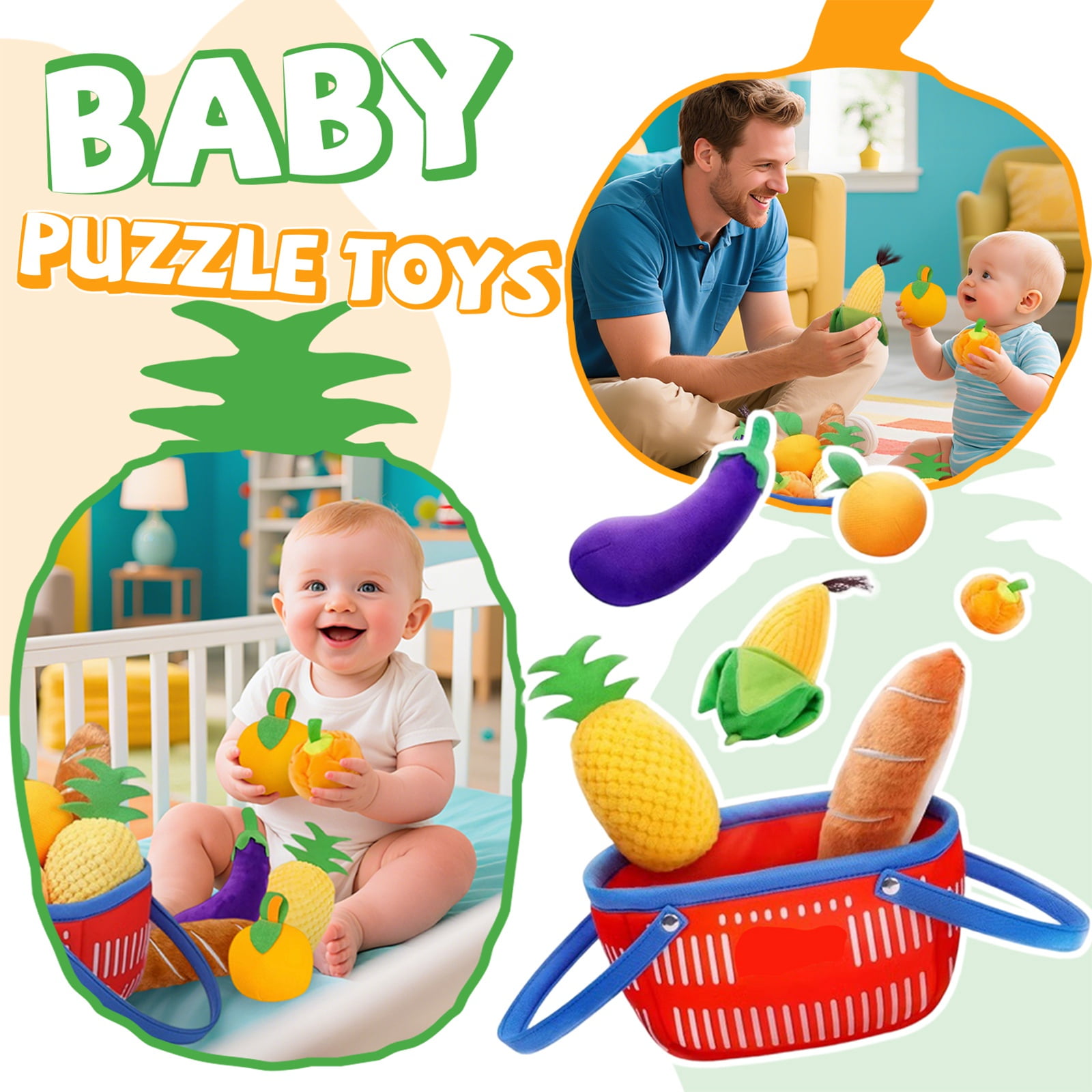 Jollybaby Plush Growing Vegetables Toy Set 2026,7 Pieces Plush Growing ...